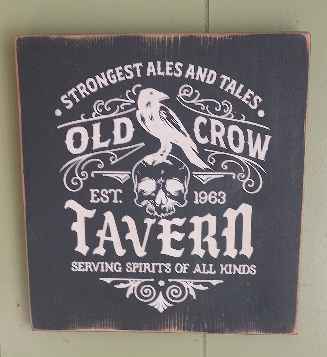 Old Crow Tavern Sign - Skull Sign - Bar Decor Sign - Halloween Decor ...