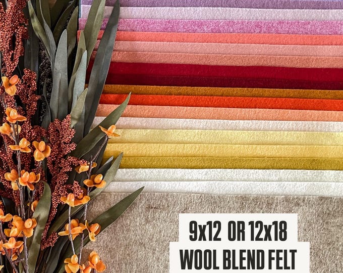 You Pick 18 Wool Blend Felt Sheets | 9x12 Felt Sheet or 18x12 Felt ...