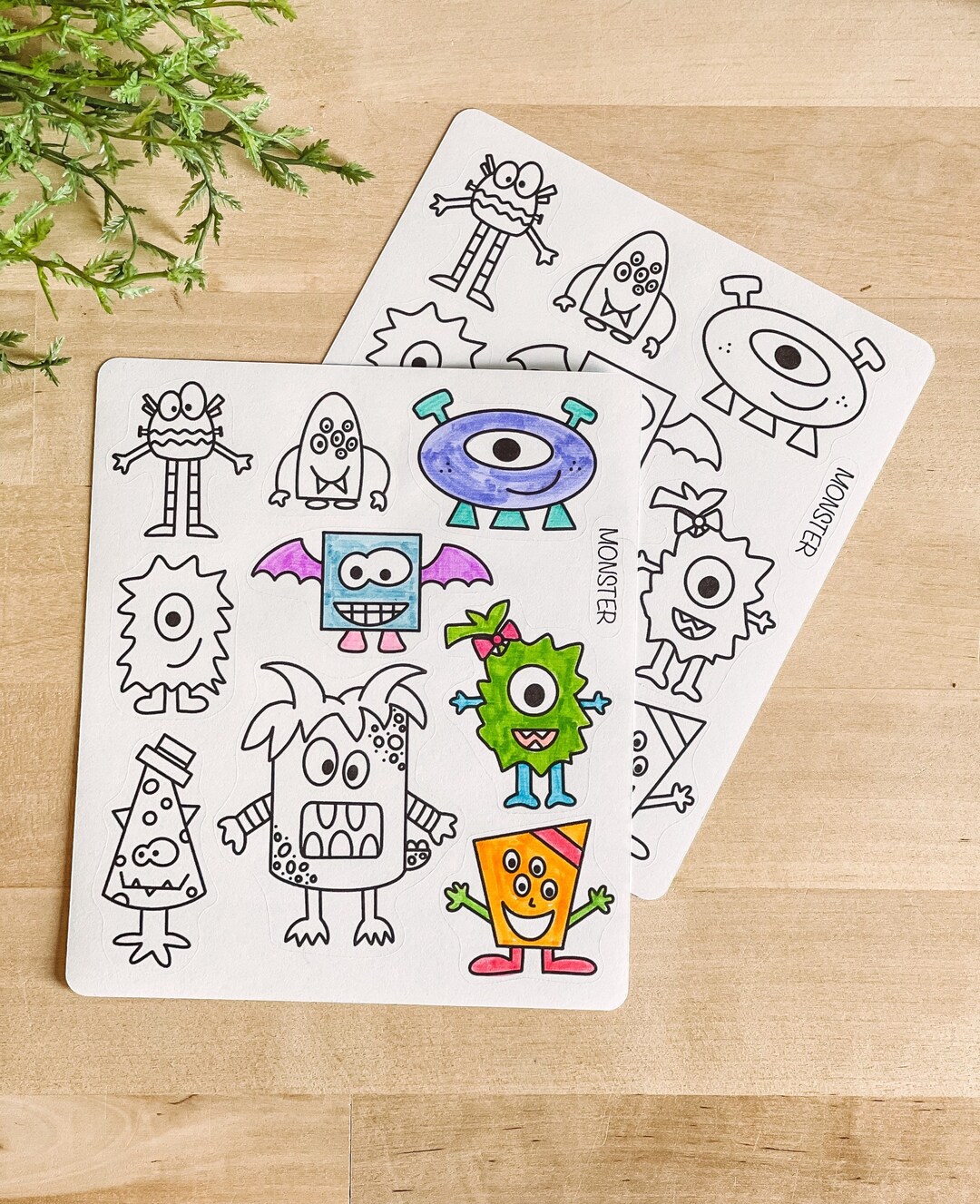 Color Your Own Stickers monster 2 Sheets kids Activity Color Me ...