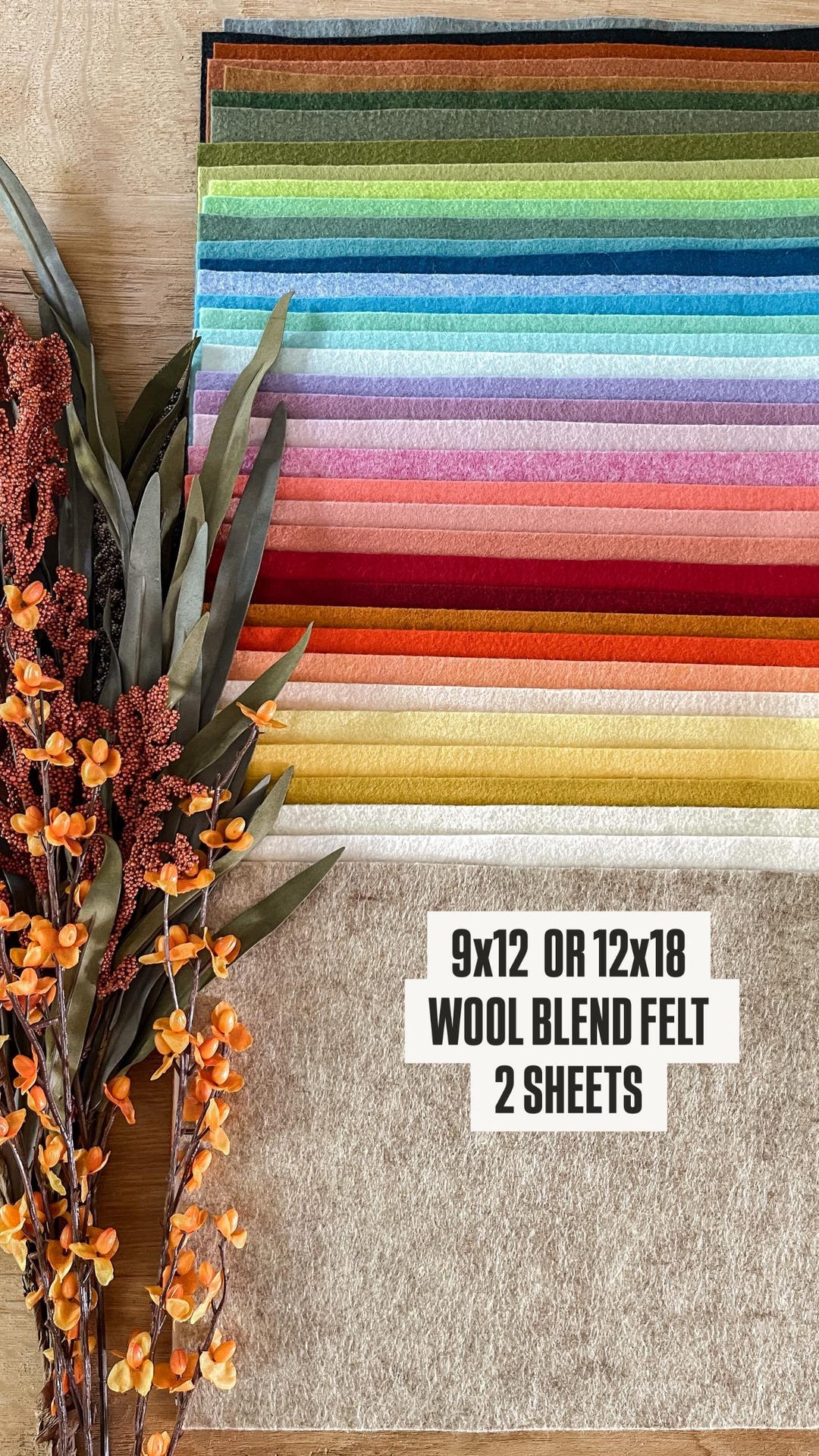 You Pick 2 Wool Blend Felt Sheets | 9x12 Felt Sheet or 18x12 Felt Sheet ...