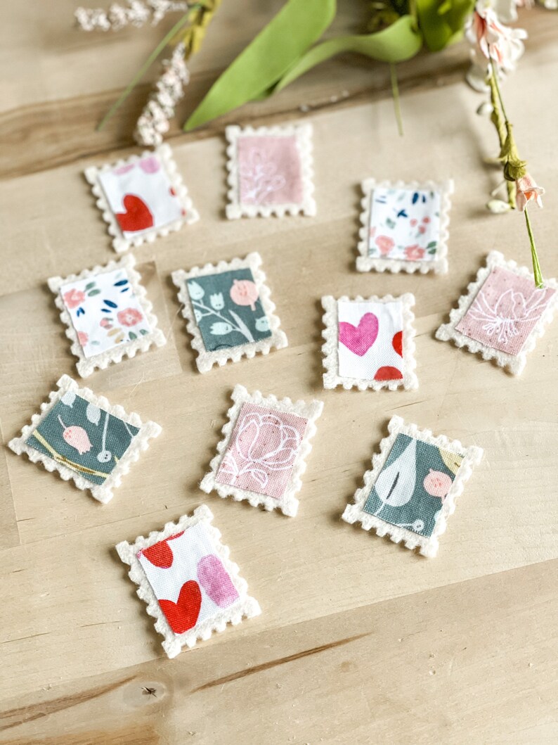 Mini Fabric Stamps love Notes Felt Flower Envelope - Etsy