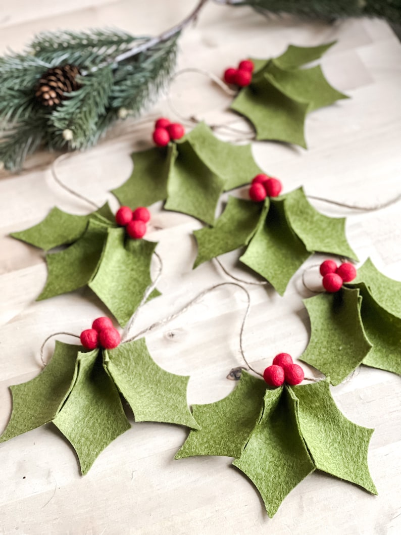 6 Ft Christmas Felt Holly Garland: Made by Fern+love | Christmas Decor ...