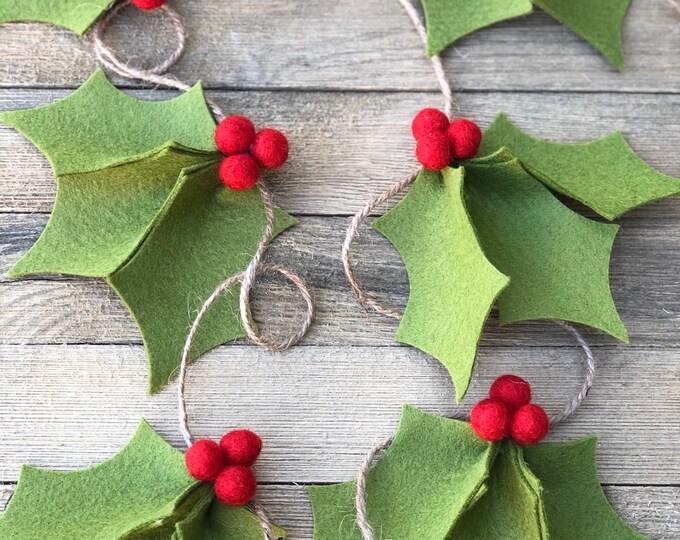 6 Ft Christmas Felt Holly Garland: Made by Fernlove | Etsy