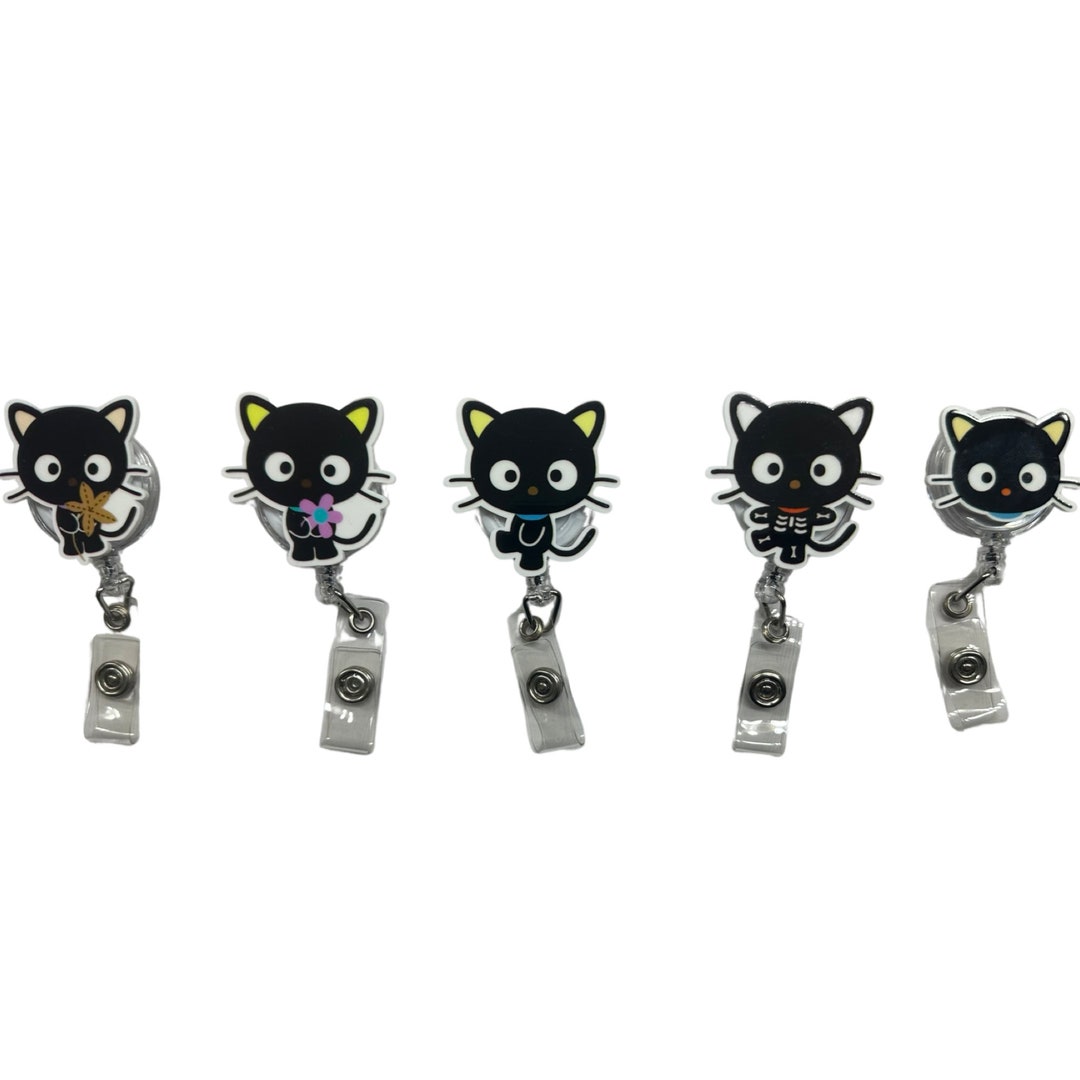 Retractable Badge Reel Chococat Black Cat Kawaii ID - Etsy