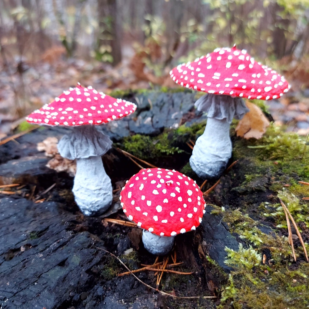 Textile Mushroom Home Decor Amanita Skulpture Fungus Textile Art Farbic ...