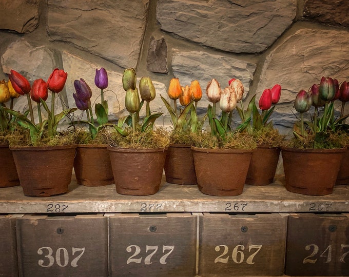 Primitive Tulip Pots - Etsy