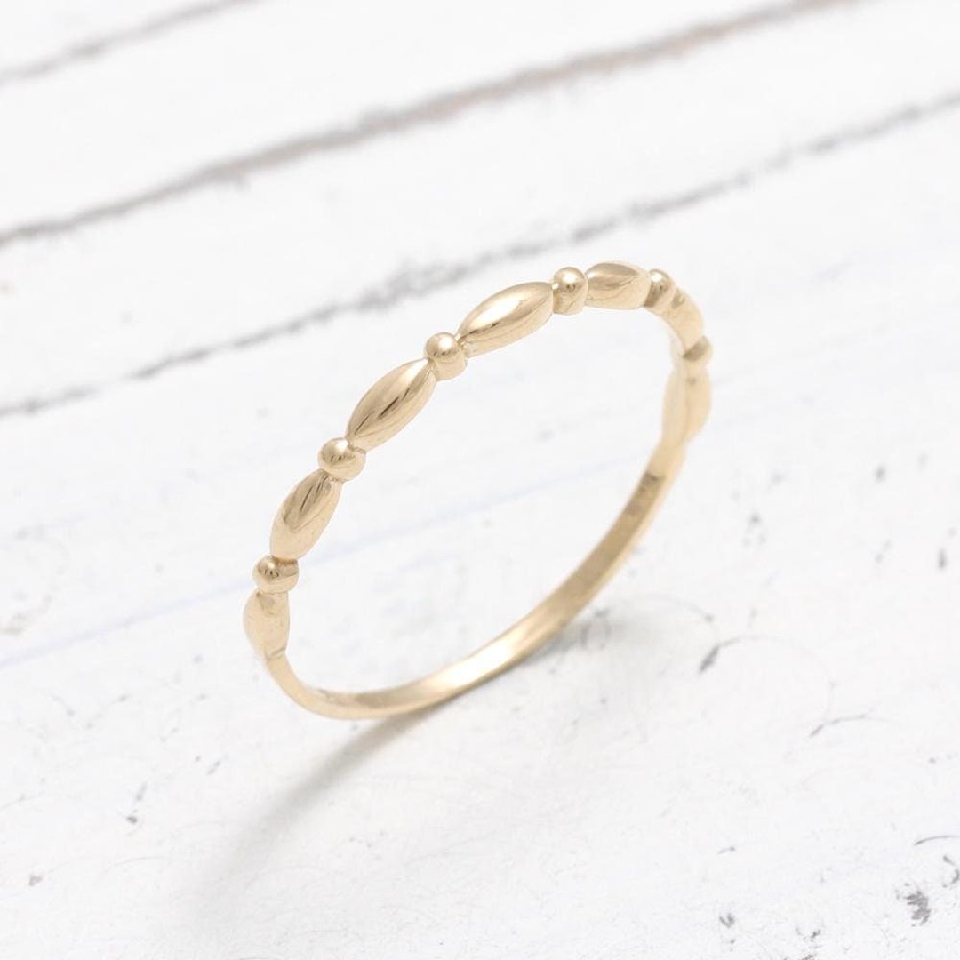 Dainty 14K 18K Solid Gold Tiny Dotted Ball Dots Accent With Oval Lace ...