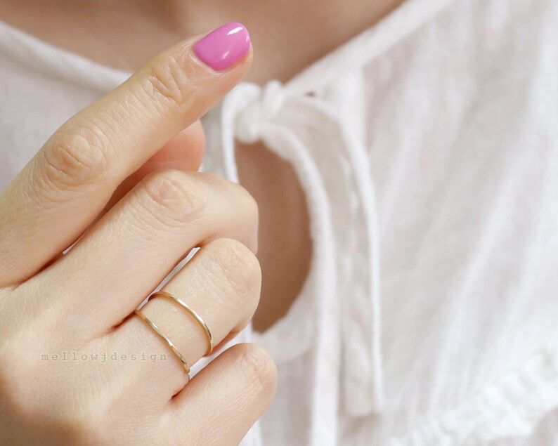 Solid Gold Jaw Thin Double Line Band Ring - Etsy
