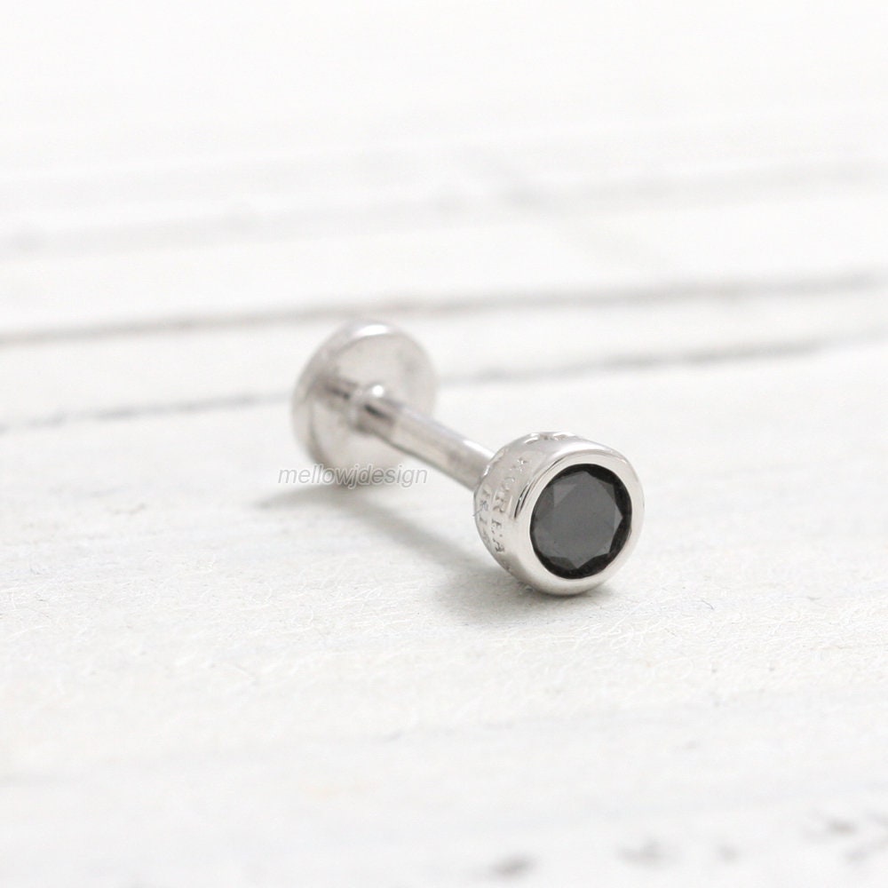 0.1ct Genuine Black Diamond Bezel Setting Solid Gold - Etsy