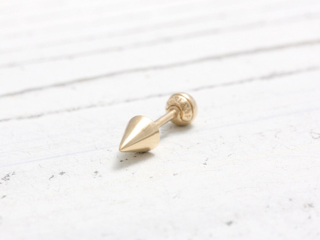 Cone Spike Solid Gold Barbell Ear Cartilage, Conch, Helix, Lobe ...