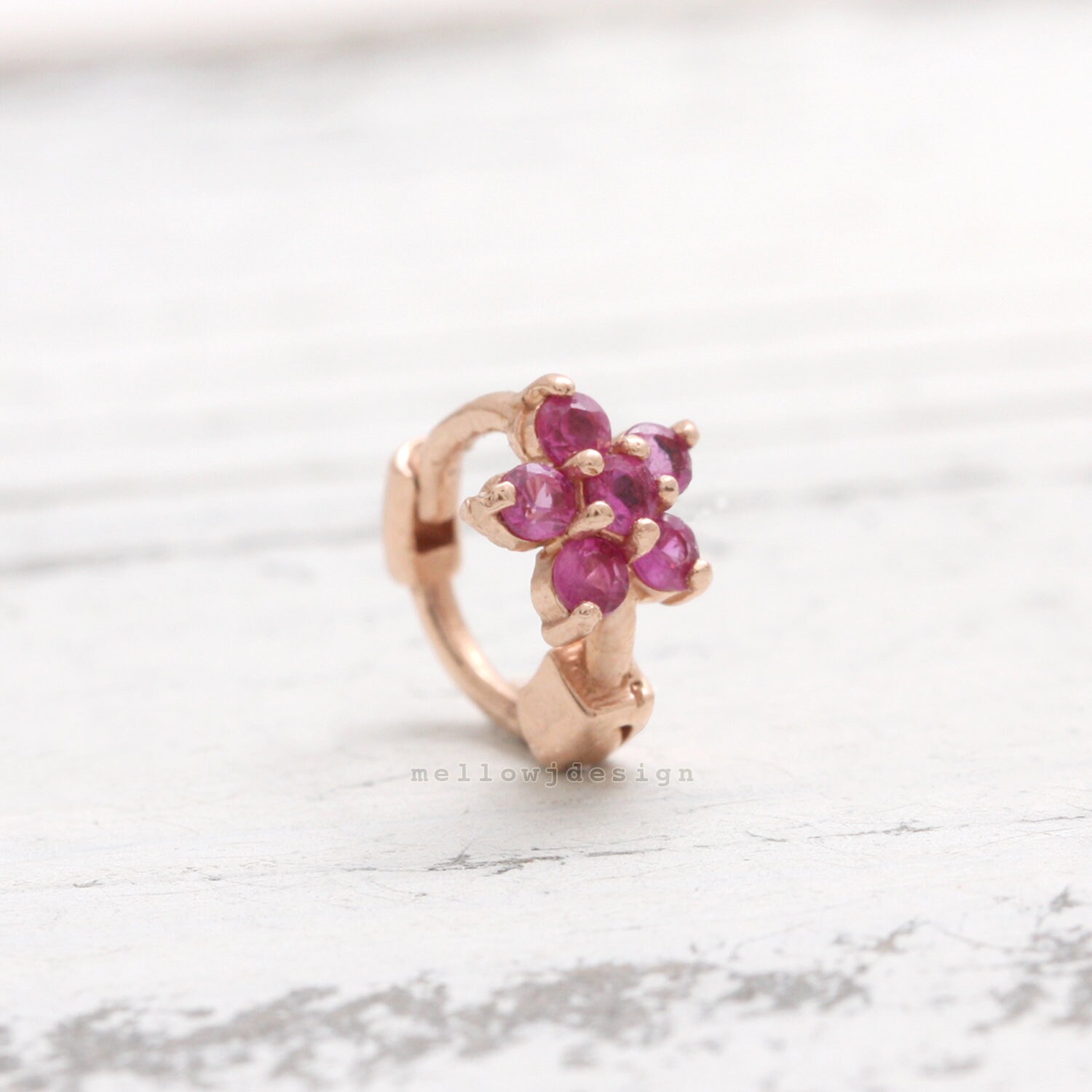 14K 18K Solid Gold Natural Genuine Ruby Prong Setting Flower - Etsy