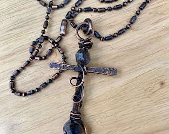 Rustic Handmade Hammered Antiqued Copper Cross Necklace - Etsy