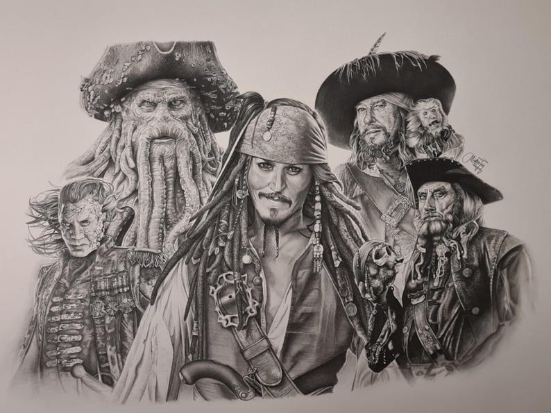Pirates of the Caribbean Art Print: Captain Jack Sparrow, Davy Jones ...