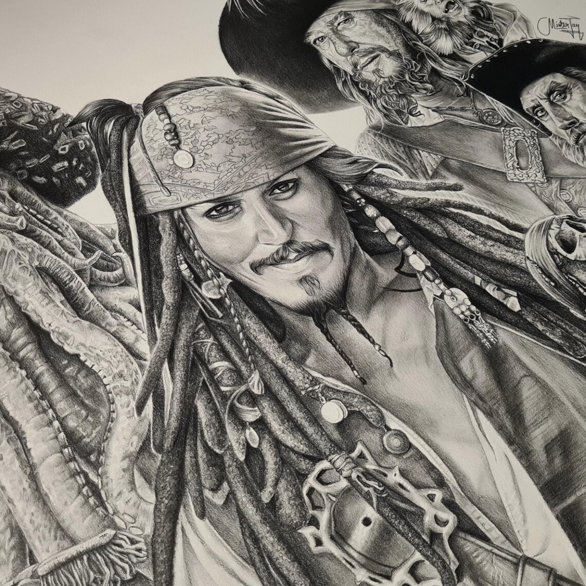 Pirates of the Caribbean Art Print: Captain Jack Sparrow, Davy Jones ...
