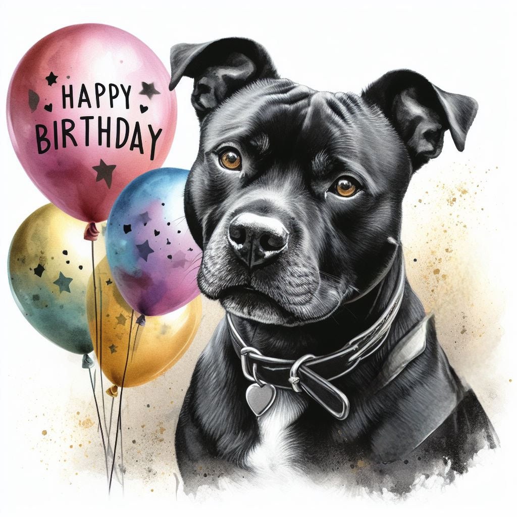 Staffie Greeting Birthday Card - Etsy