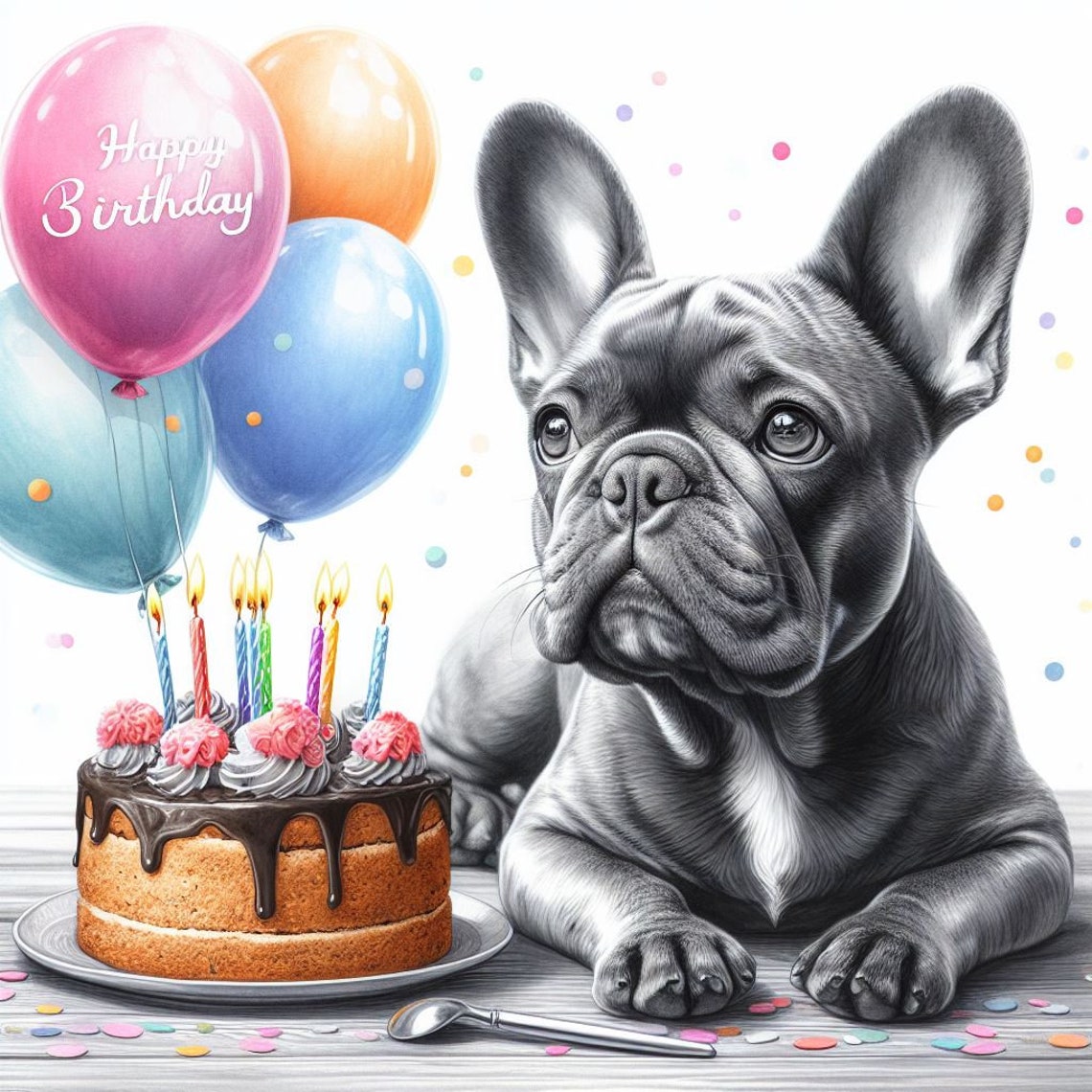 French Bulldog Frenchie Greeting Birthday Card - Etsy