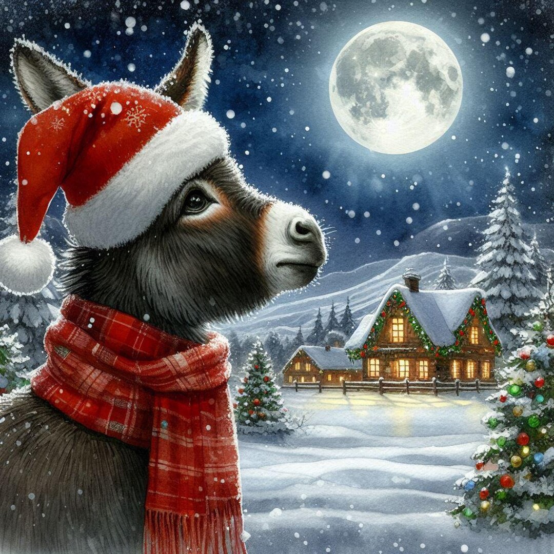 Donkey Christmas Card - Etsy UK