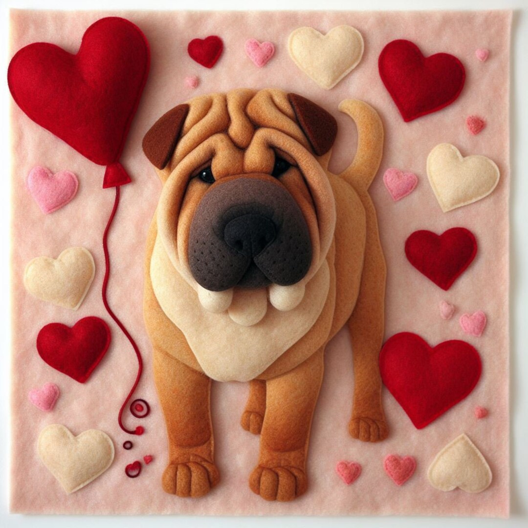 Shar Pei Greeting Card - Blank Inside - Suitable for Valentines ...