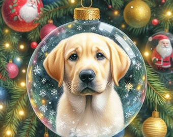 Yellow Labrador Christmas Card 148mm X 148mm Dog, Xmas, Golden Lab ...