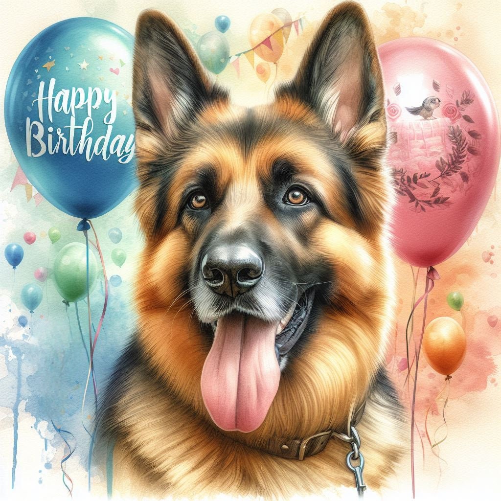 German Shepherd Greeting Birthday Card - Etsy