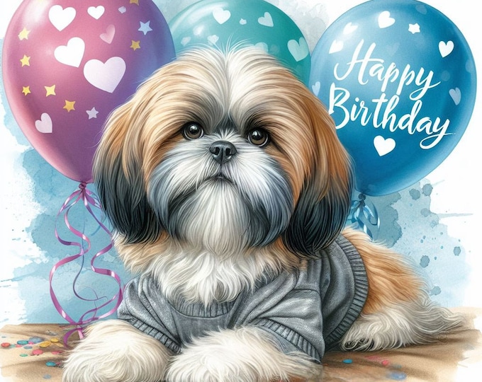 Shih Tzu Greeting Birthday Card - Etsy