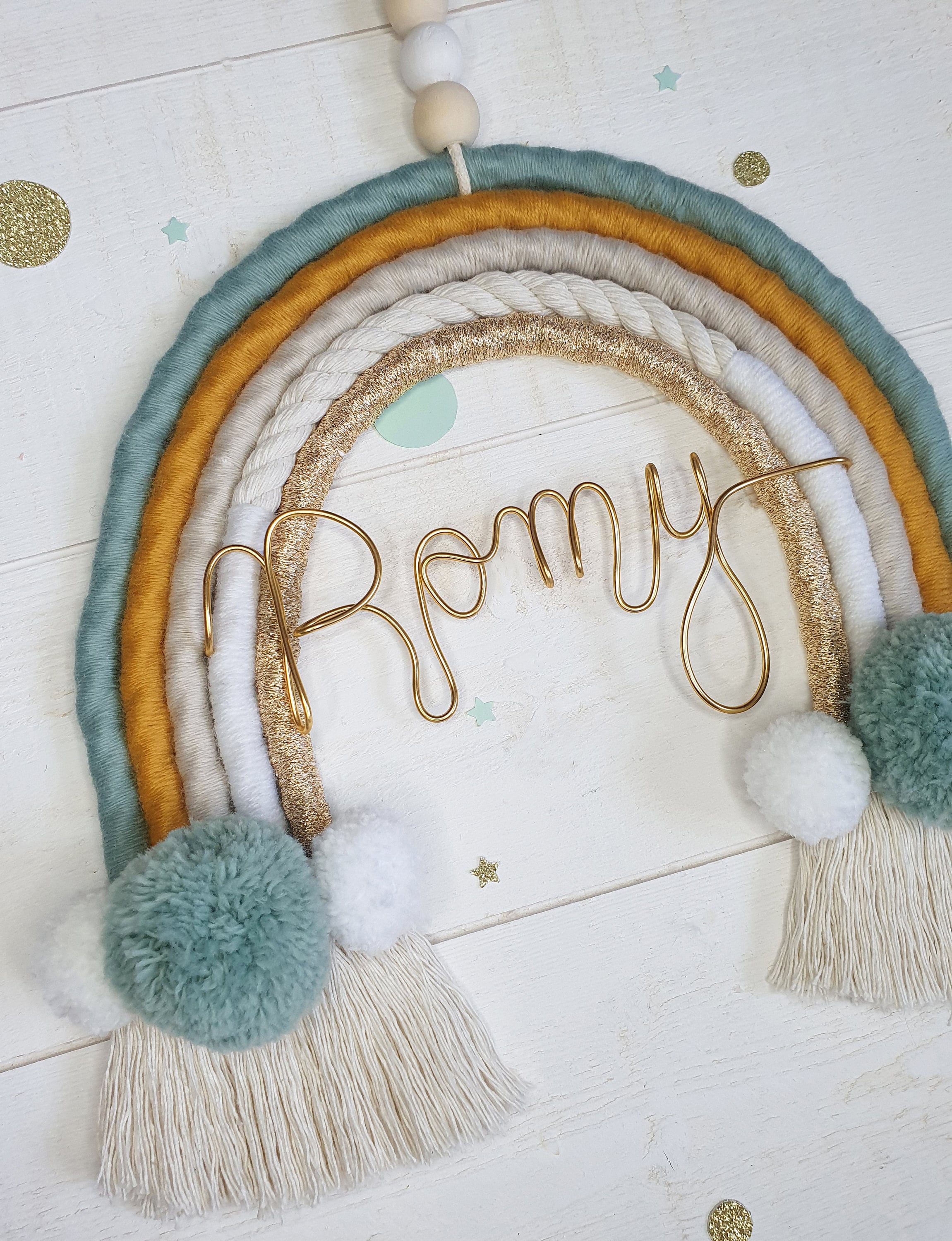 Arc en ciel en macramé et prénom personnalisable - Etsy Canada
