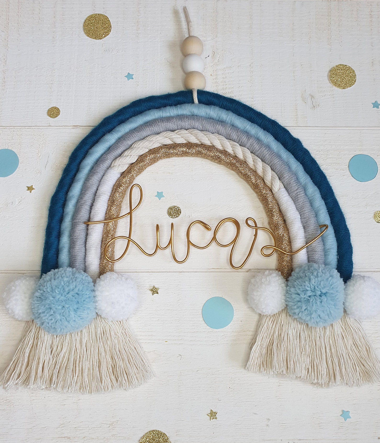 Arc en ciel en macramé et prénom personnalisable | Etsy France