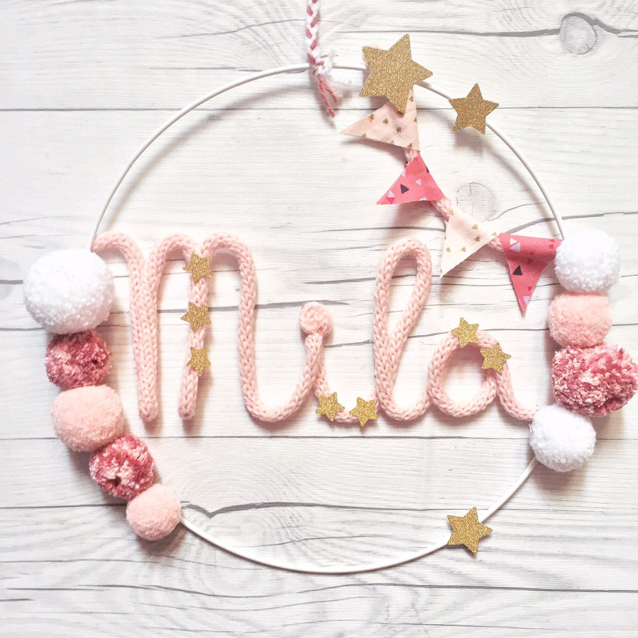 Krone mit Pompons Name / Kranz von 1 bis 4 Buchstaben | Etsy