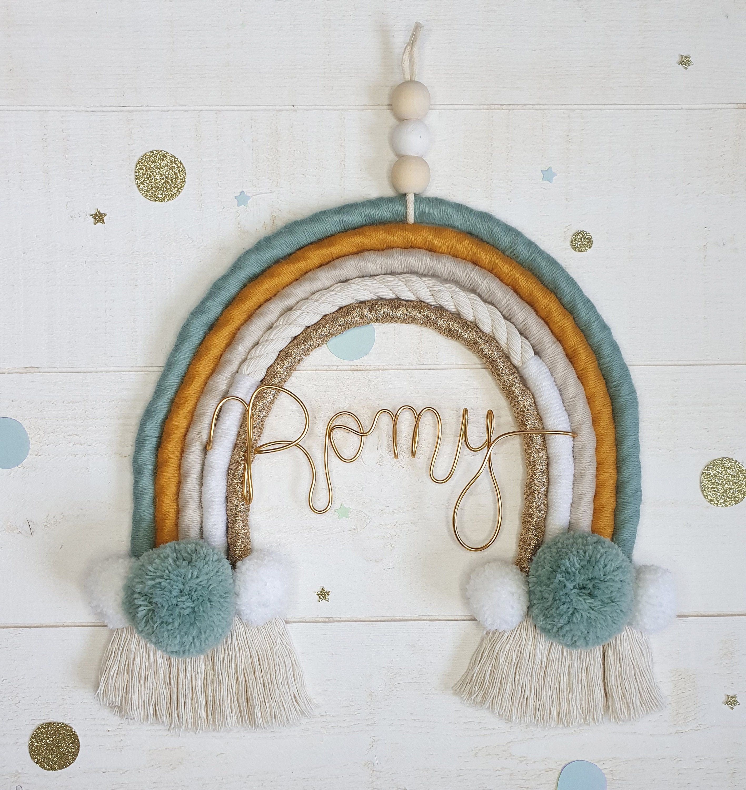 Arc en ciel en macramé et prénom personnalisable | Etsy