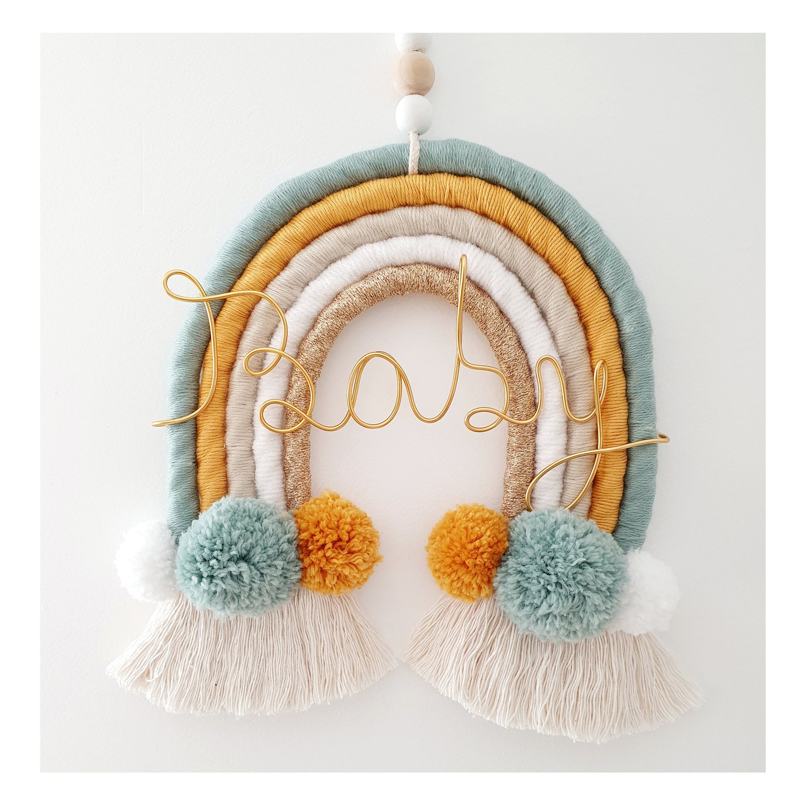 Arc en ciel en macramé et prénom personnalisable | Etsy France