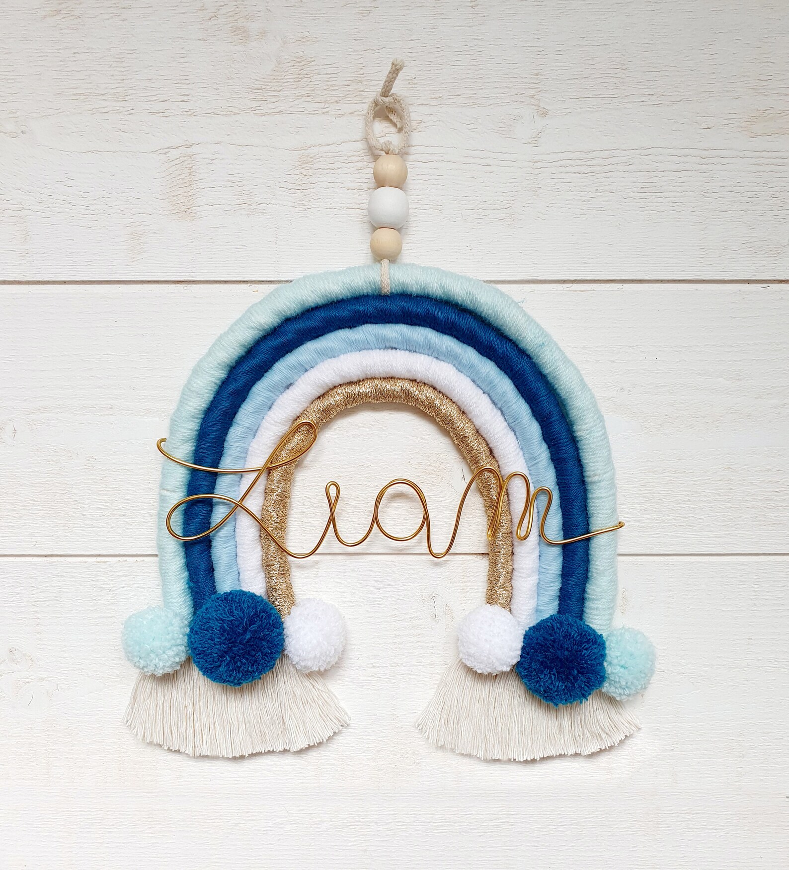 Arc en ciel en macramé et prénom personnalisable | Etsy France