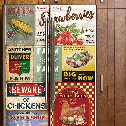Vintag Vinyl Fridge Decal Sticker Wrap Kitchen Decor - Etsy