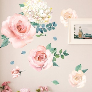 Rose Flower Wall Decal, Rose Wall Decals, Floral Wall Decals Nursery ...