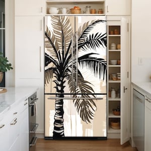 Fridge Wrap Palm Boho Tropic, Refrigerator Wrap Vinyl Side by Side ...
