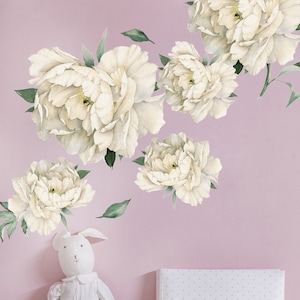 Peony Flower Wall Decals, Floral Wall Decals Nursery, Peony Wall ...