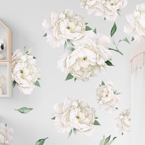 Peony Flower Wall Decals Floral Wall Decals Nursery Peony - Etsy