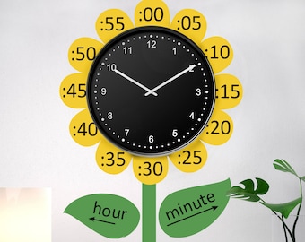 Flower Wall Decal to Help Kids Tell Time Time Telling Flower - Etsy