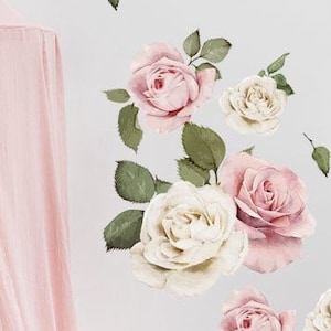 Rose Decals for Wall, Roses Flower Wall Decal, Rose Wall Decals, Floral ...