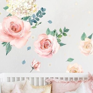 Rose Flower Wall Decal, Rose Wall Decals, Floral Wall Decals Nursery ...