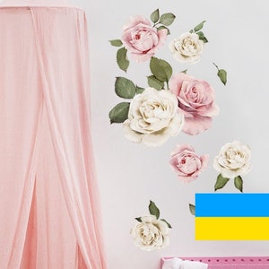 Rose Decals for Wall Roses Flower Wall Decal Rose Wall | Etsy