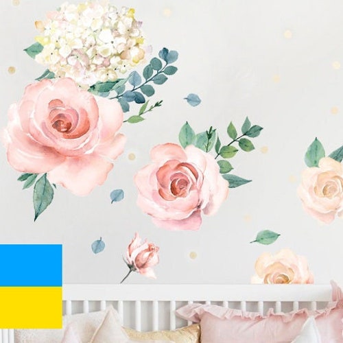Rose Decals for Wall Roses Flower Wall Decal Rose Wall | Etsy