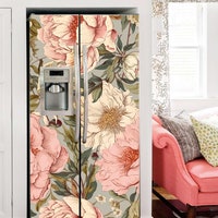 Fridge Wrap Floral Vinyl, Refrigerator Wrap Side by Side, Fridge Decals ...
