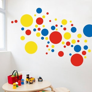 75 Rainbow Polka Dot Wall Decals, Kindergarten Classroom Decor ...