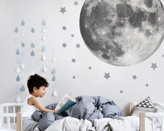 Blue Moon Wall Decal Moon Wall Art Decor. Wall Sticker Nursery Moon ...