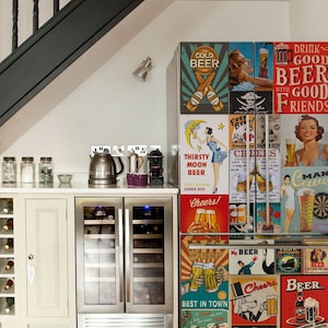 Beer Fridge Wrap, Refrigerator Wrap Beer Vinyl Decals Vintage Stickers ...