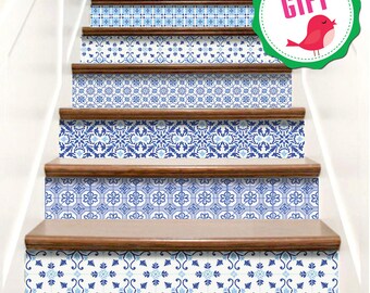 Items similar to STAIR DECALS - Ornate Vinyl Tile Decal Decor for Stair ...