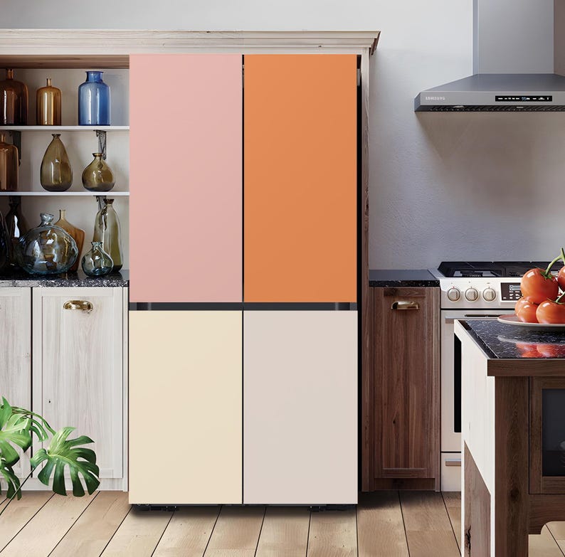 Fridge Wrap Solid Color, Refrigerator Wrap Vinyl Side by Side French ...