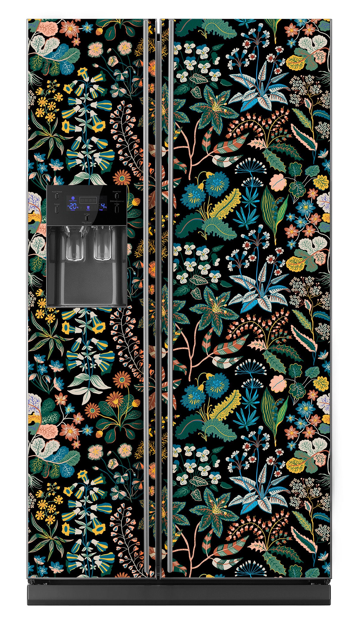 Fridge Wrap Vintage Dark Floral Retro Refrigerator Wrap Vinyl - Etsy UK
