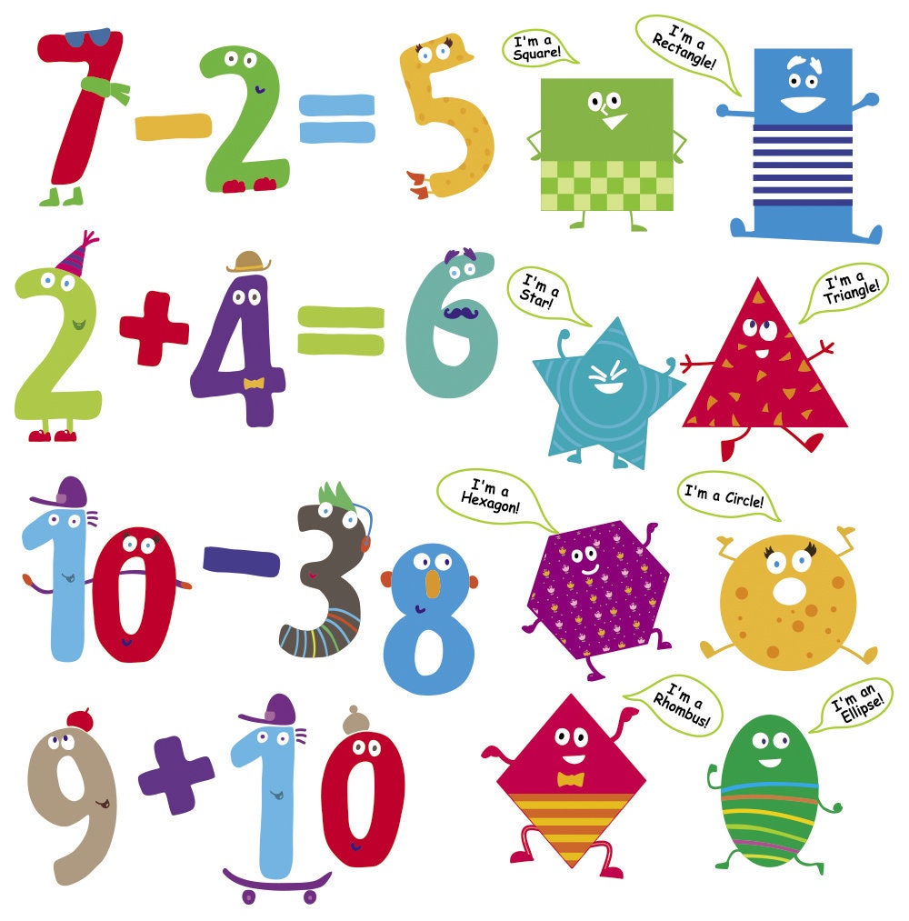 Numbers Wall Decals Shapes Decals Preschool Classroom - Etsy