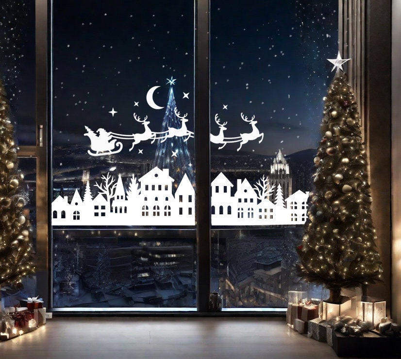 Christmas Window Decals, Winter Village Window Decals, Christmas Window ...